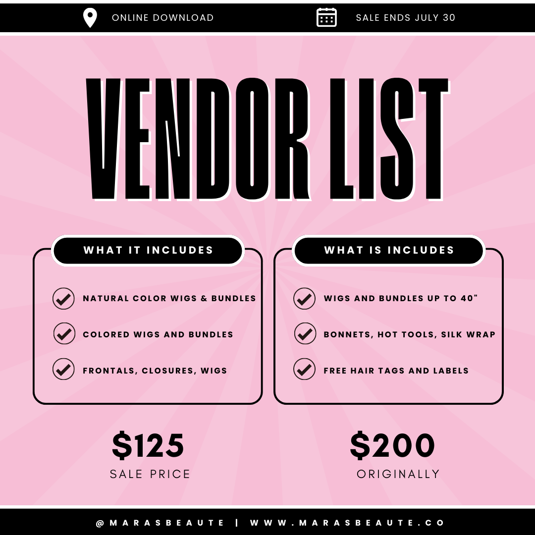 Vendor List – Mara's Beaute